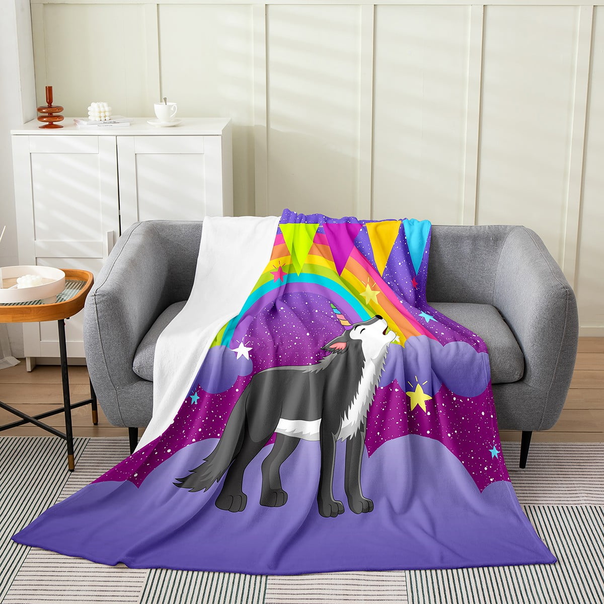 YST Boys Wolf Fleece Blanket Queen 90x90 inch Girls Flannel Blanket ...