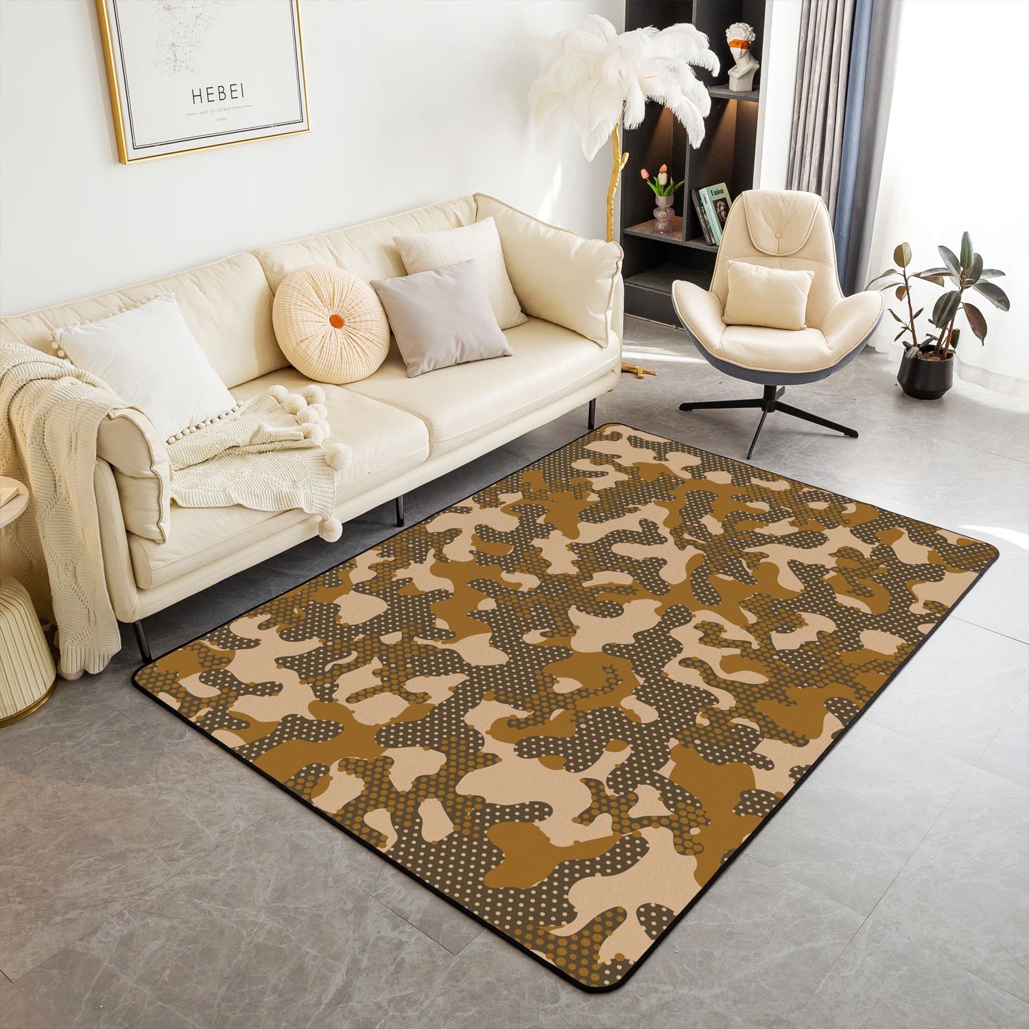 Erosebridal Brown Camo Rug 3x5 for Bedside,Military Army Camoflauge ...