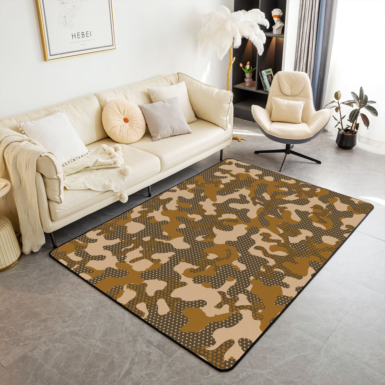 Erosebridal Brown Camo Rug 5x7 for Bedside,Military Army Camoflauge Area Rug,Modern Abstract Art ...