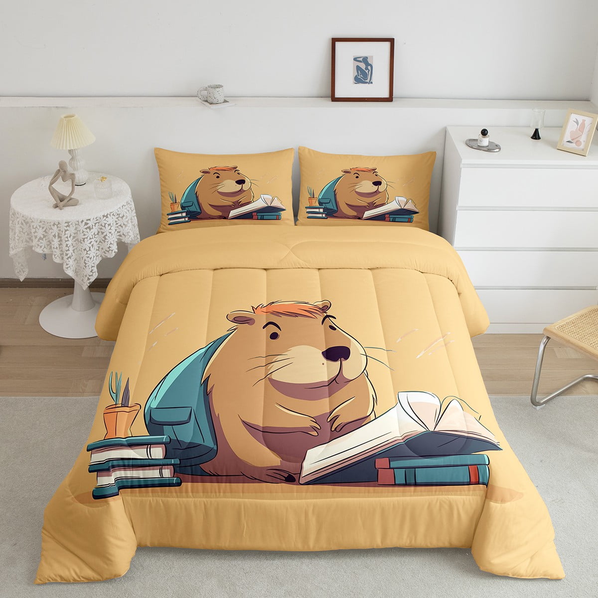 YST Brown Capybara Bedding Comforter Sets King, Funny Rodent Animal ...