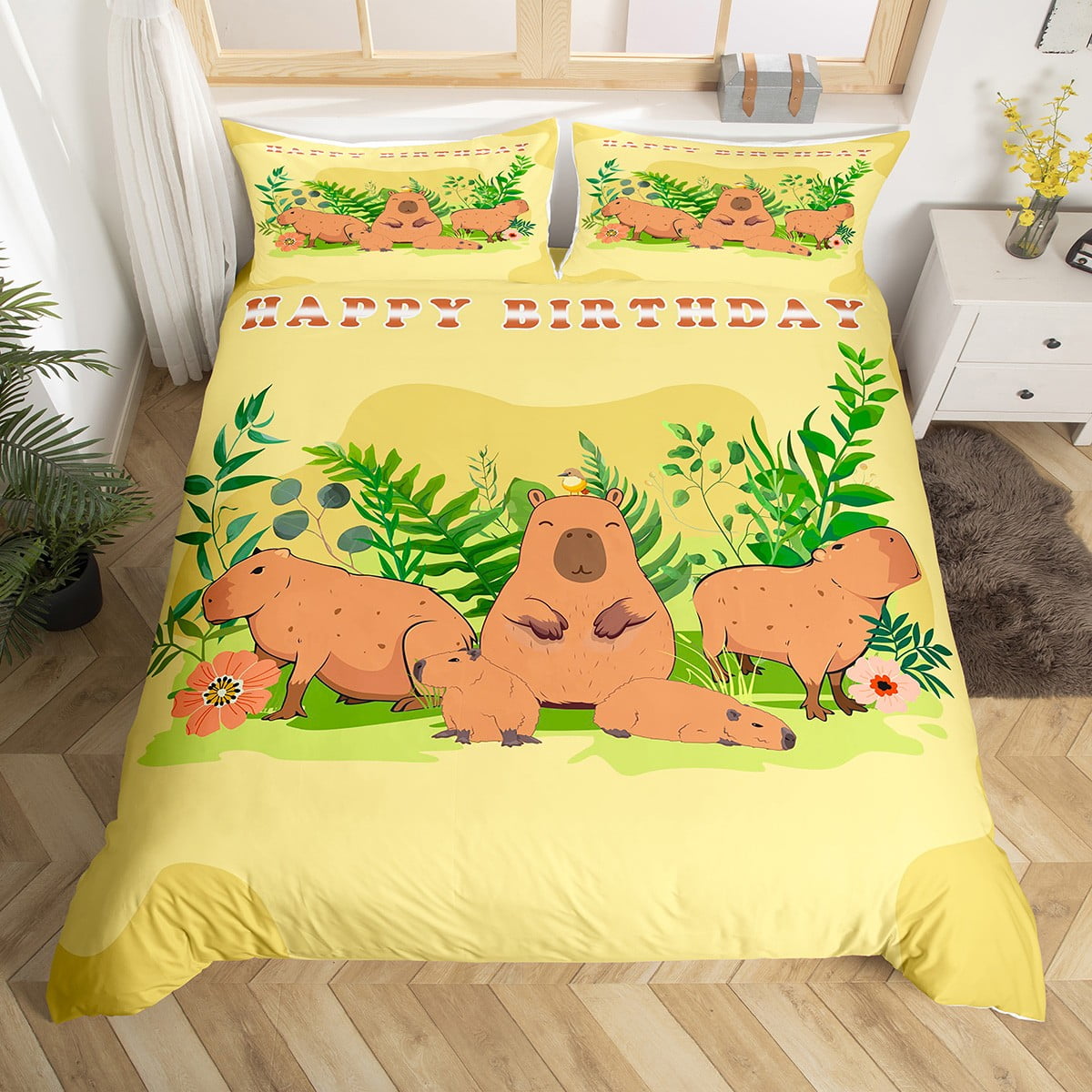 YST Brown Capybara Comforter Cover Funny Rodent Animal Bedding Set Full ...