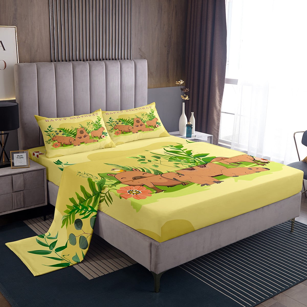 Erosebridal Brown Capybara Sheet Set Funny Rodent Animal Sheets Twin ...