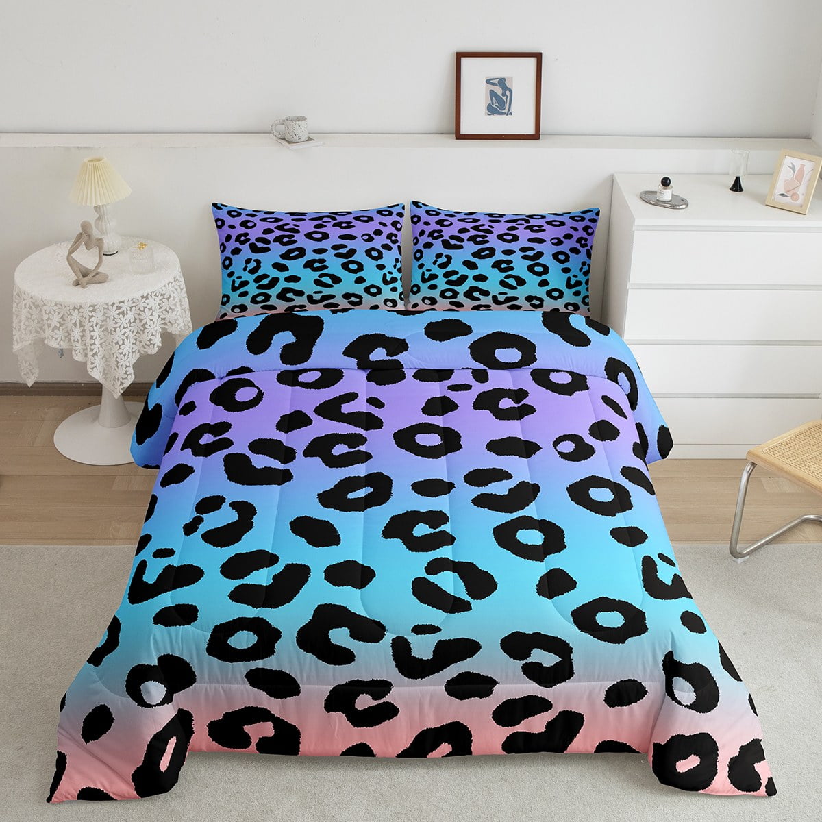 Brown Cheetah Print Comforter Set Twin,Leopard Printed Bedding ,Vintage ...