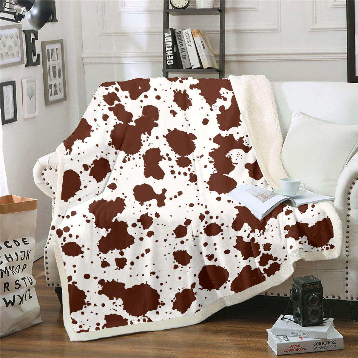 YST Brown Cow Print Blanket Farmhouse Animal Throw Blanket for Bed ...