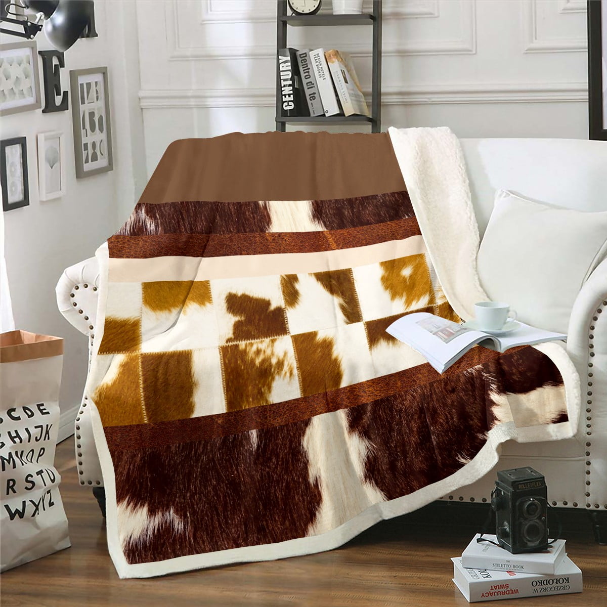 YST Brown Cowhide Blanket Wild Animal Skin Western Throw Blanket 40"x50 ...