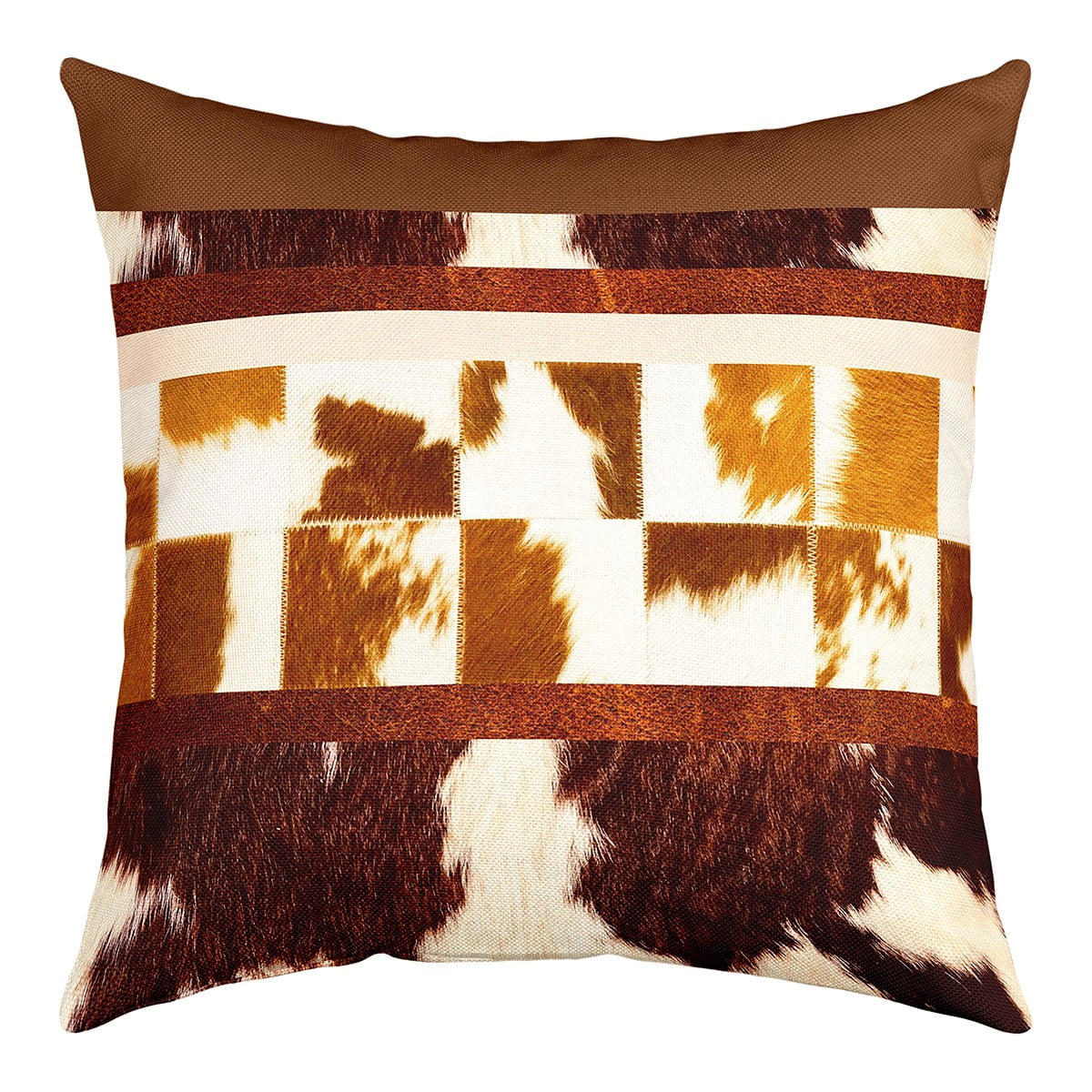 Brown Cowhide Throw Pillow Cover 20x20 Inch Wild Animal Skin Western ...