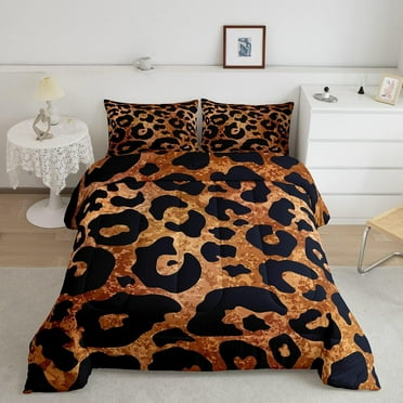 Lanco Percy Leopard Print 7-Piece Comforter Bedding Set, Brown ...