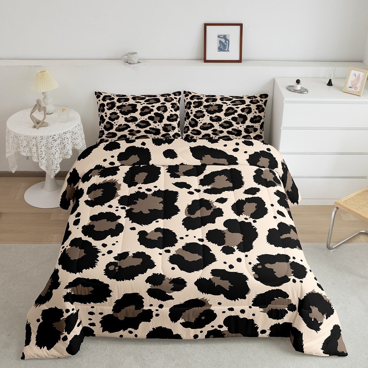 Brown Leopard Print Comforter Full Cheetah Print Bedding Set, Wild ...
