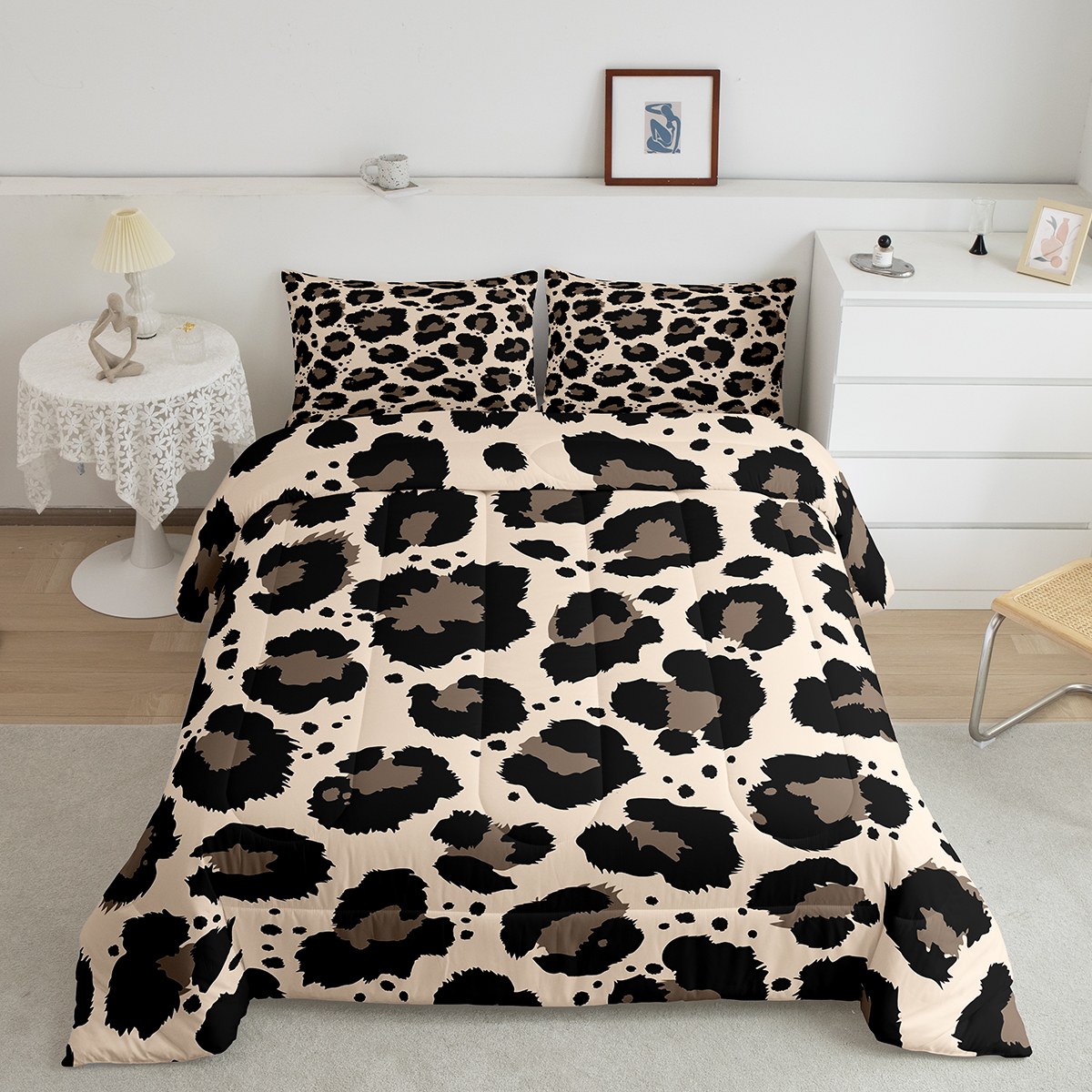 YST Brown Leopard Print Comforter Set Queen Cheetah Print Bedding Set YST Brown Leopard Print Comforter Set Queen Cheetah Print Bedding Set