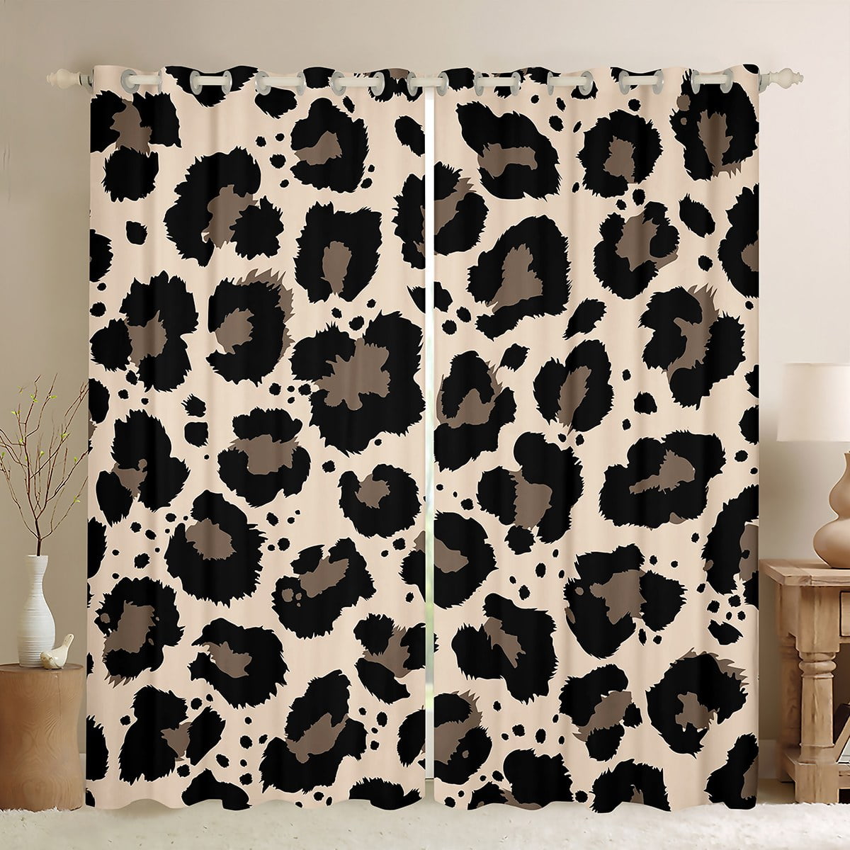 YST Brown Leopard Print Curtains & Drapes Cheetah Print Curtains, Wild ...