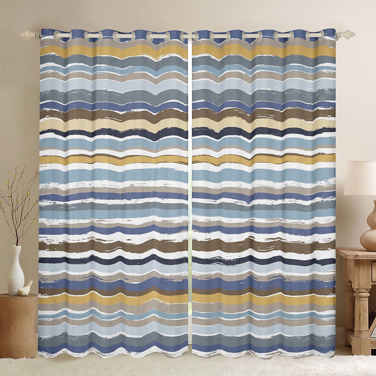 YST Brown Navy Beige Curtains White Teal Grey Curtains & Drapes ...