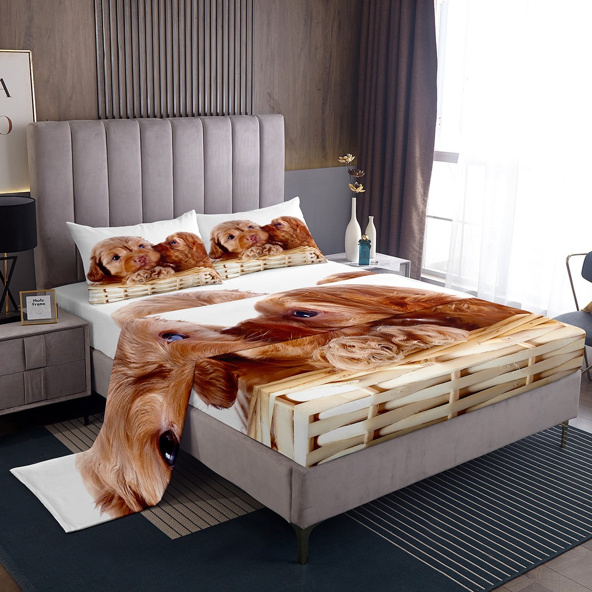 YST Brown Poodle King Sheets for Boys Girls Kids Cute Dog Bed Set ...