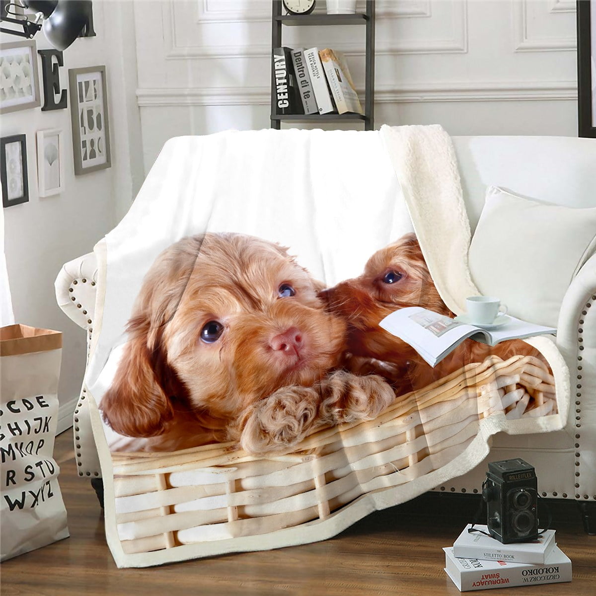 YST Brown Poodle Sherpa Blanket for Boys Girls Kids Cute Dog Blanket ...