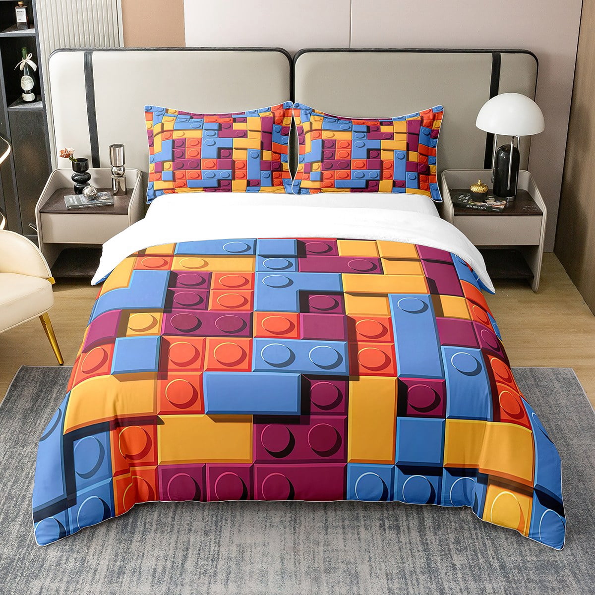 Erosebridal Building Blocks 100% Cotton Duvet Cover Full, Colorful ...