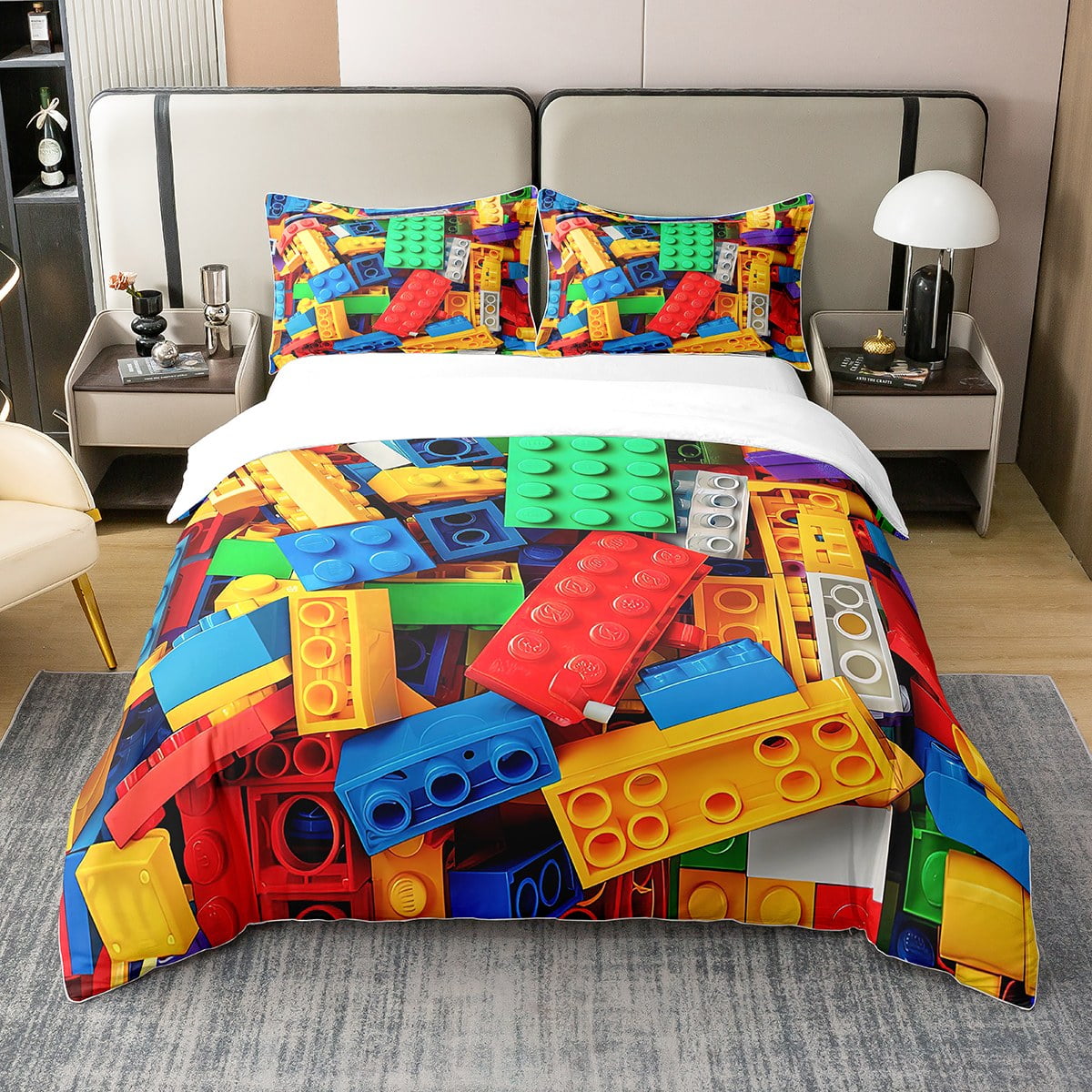 Erosebridal Building Blocks 100% Cotton Duvet Cover Queen, Colorful ...