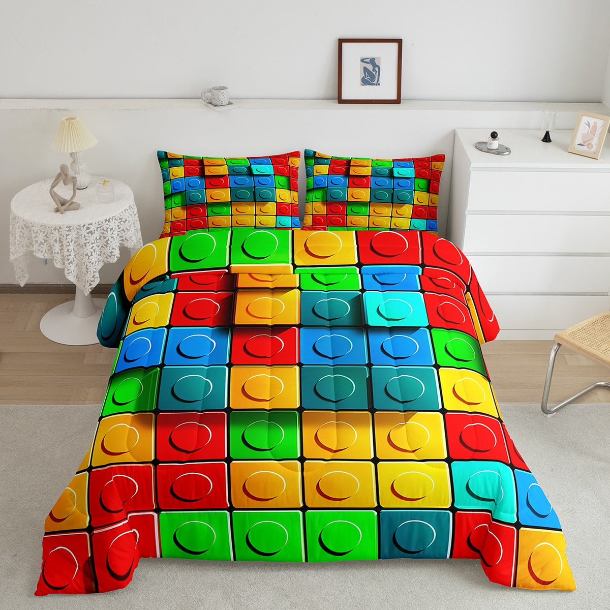 Erosebridal Building Blocks Comforter Set Full, Colorful Bedding For ...