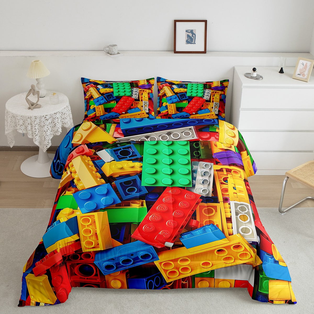 Building Blocks Comforter Set King, Colorful Bedding , 3D Rainbow ...