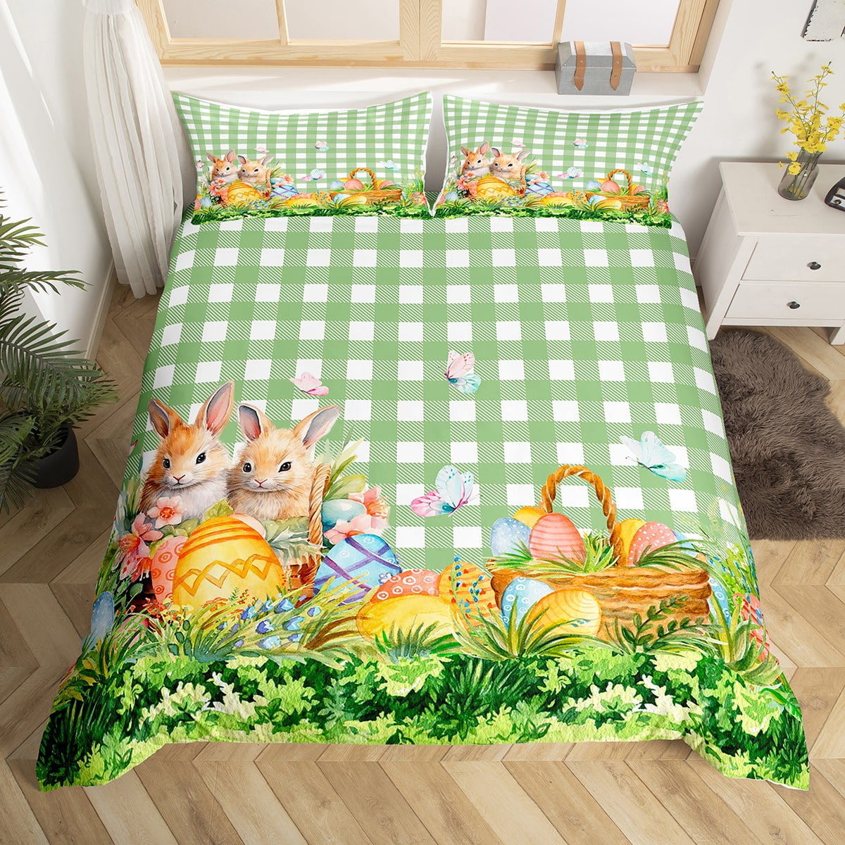 YST Bunnies Duvet Cover Twin Size for Kids Boys Girls,Spring Easter ...