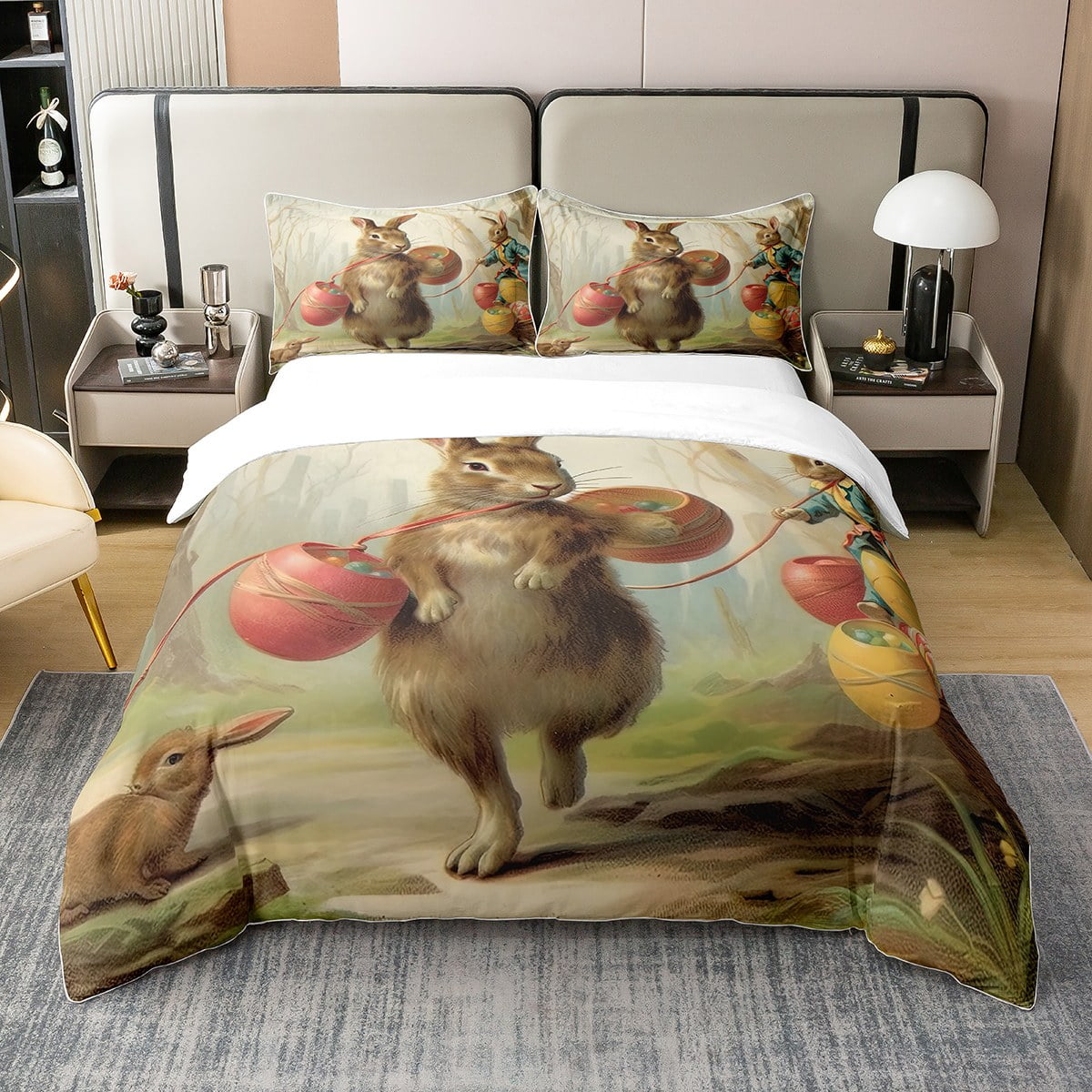Erosebridal Bunny 100% Natural Cotton Duvet Cover Twin Size,Easter ...