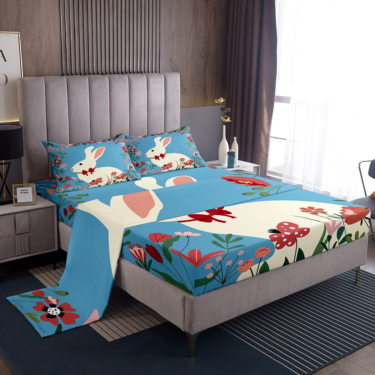 Erosebridal Bunny Bed Sheets Set King Size,Easter Rabbit Sheet Set,Cute ...