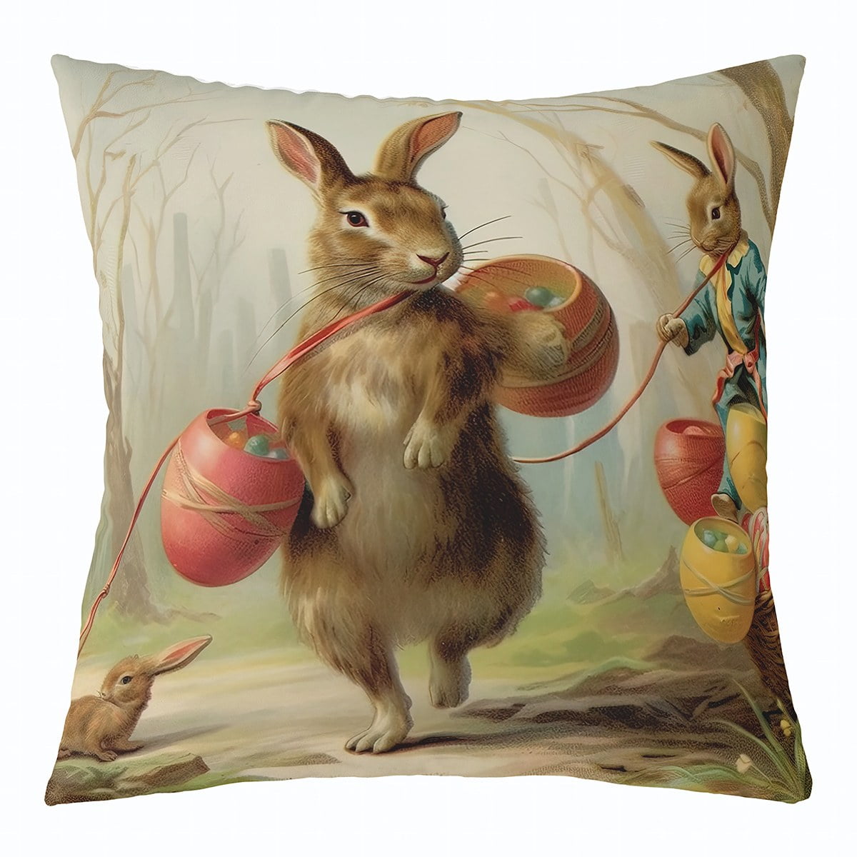 Erosebridal Bunny Pillow Cover 20x20 Inch,Easter Theme Rabbit Throw ...