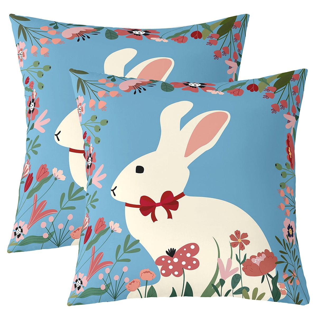 Bunny Throw Pillow Covers 24x24 Inch Set of 2,Easter Rabbit Pillow ...