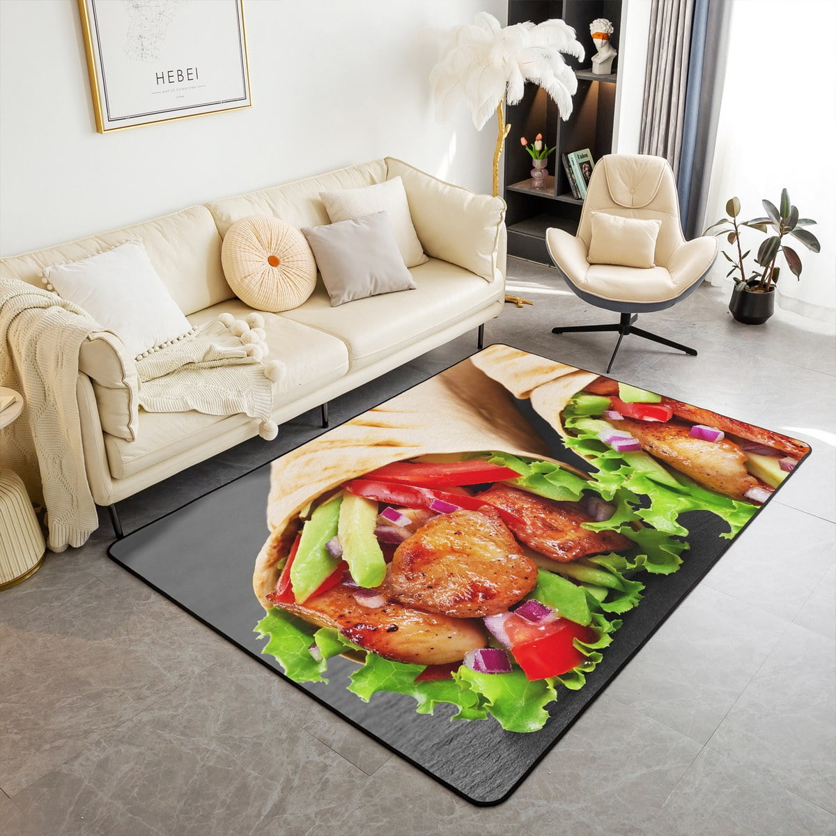 Erosebridal Burrito Tortilla Area Rug 5x7 Adults,Realistic Food Rug ...