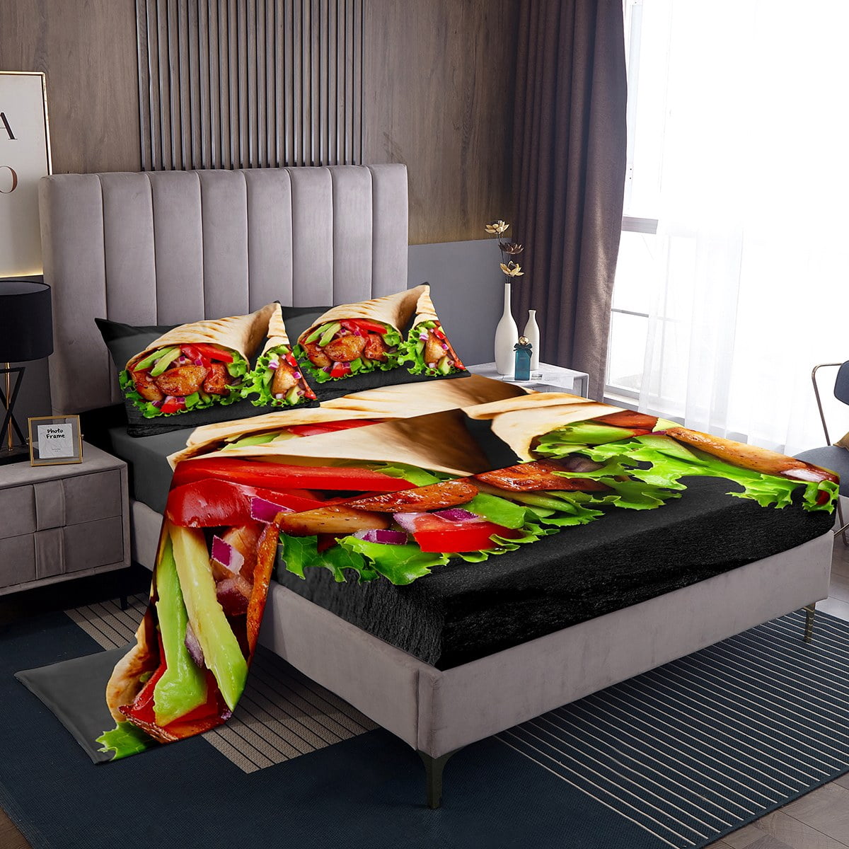 Burrito Tortilla Bed Sheets Twin Adults,Realistic Food Sheet Set Funny ...