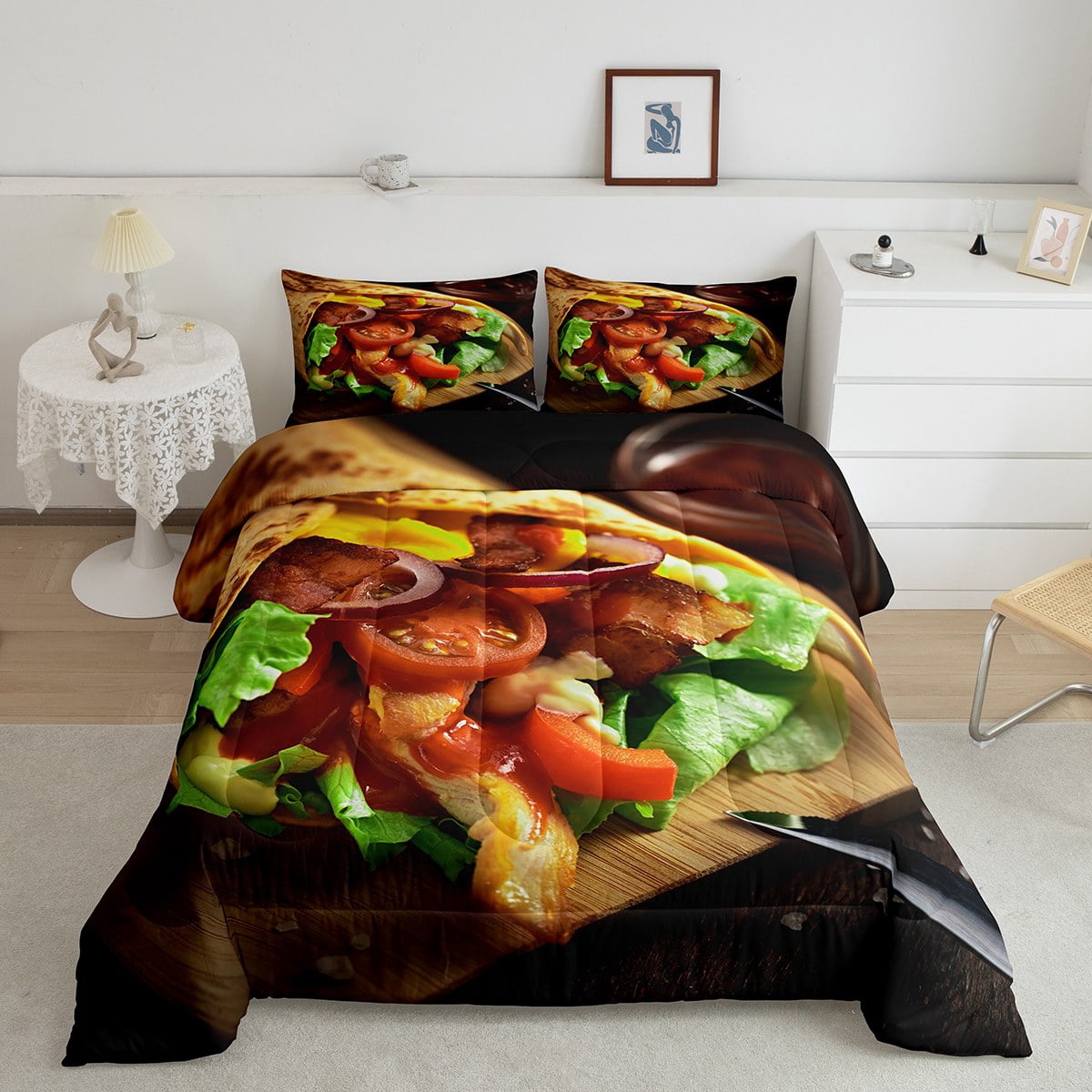 Burrito Tortilla Comforter Set Full Adults,Taco Burritos Bedding Set ...