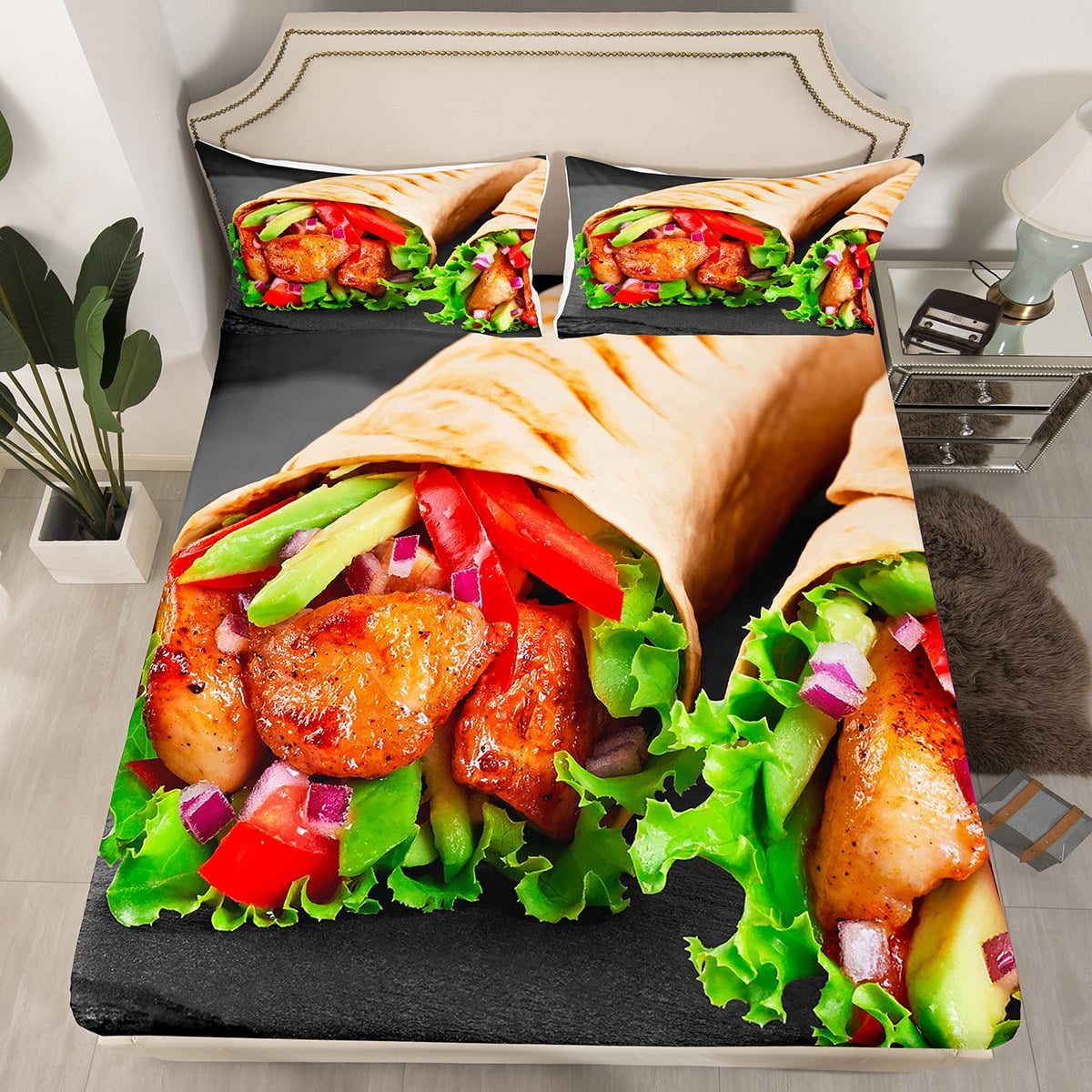 YST Burrito Tortilla Fitted Sheet Twin for Kids Adults,Realistic Food ...