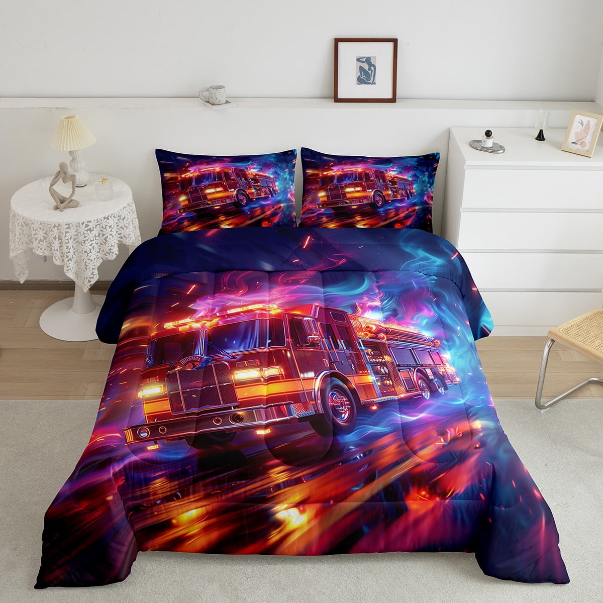 YST Bus Full Size Comforter Set, 3D School Bus Printed Bedding Sets For ...