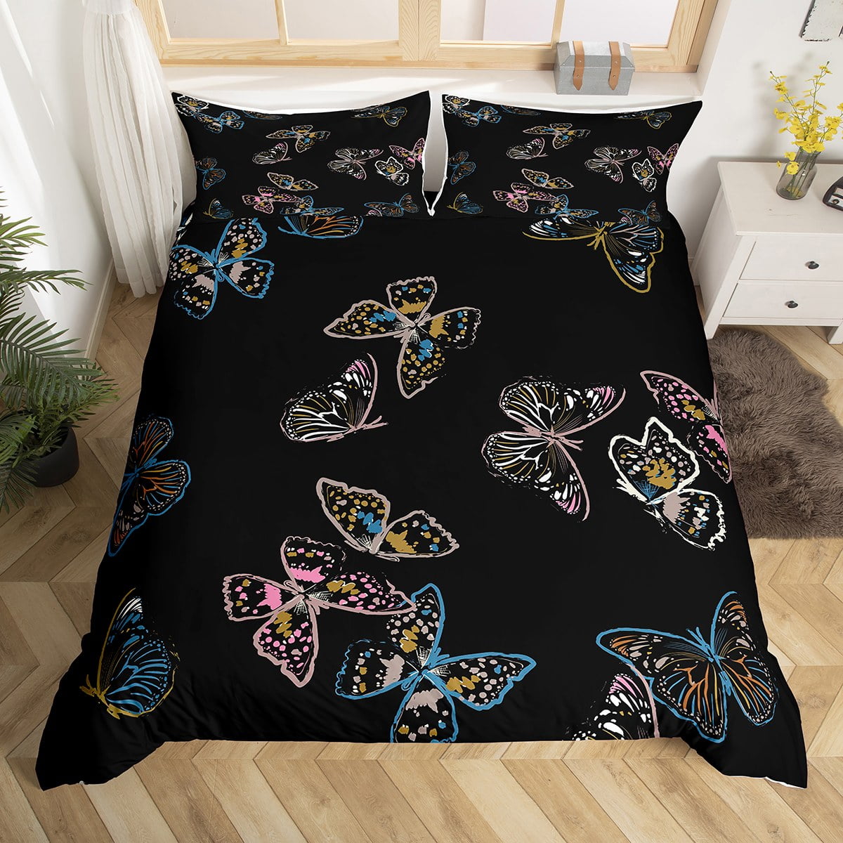 YST Butterfly Duvet Cover Queen Size,Gradient Butterflies Bedding Set ...