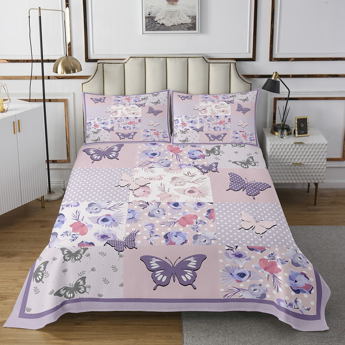 Butterfly Bedding Set Lavender Purple Butterfly Bedspread Set Gifts ...