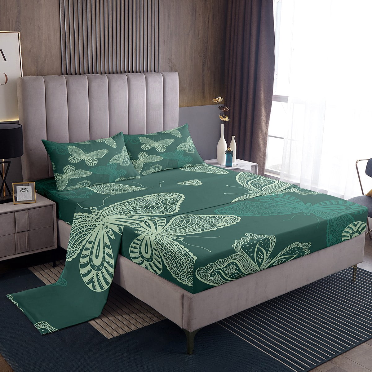 Erosebridal Butterfly Twin Sheets Green Butterfly Sheet Set Bedroom ...