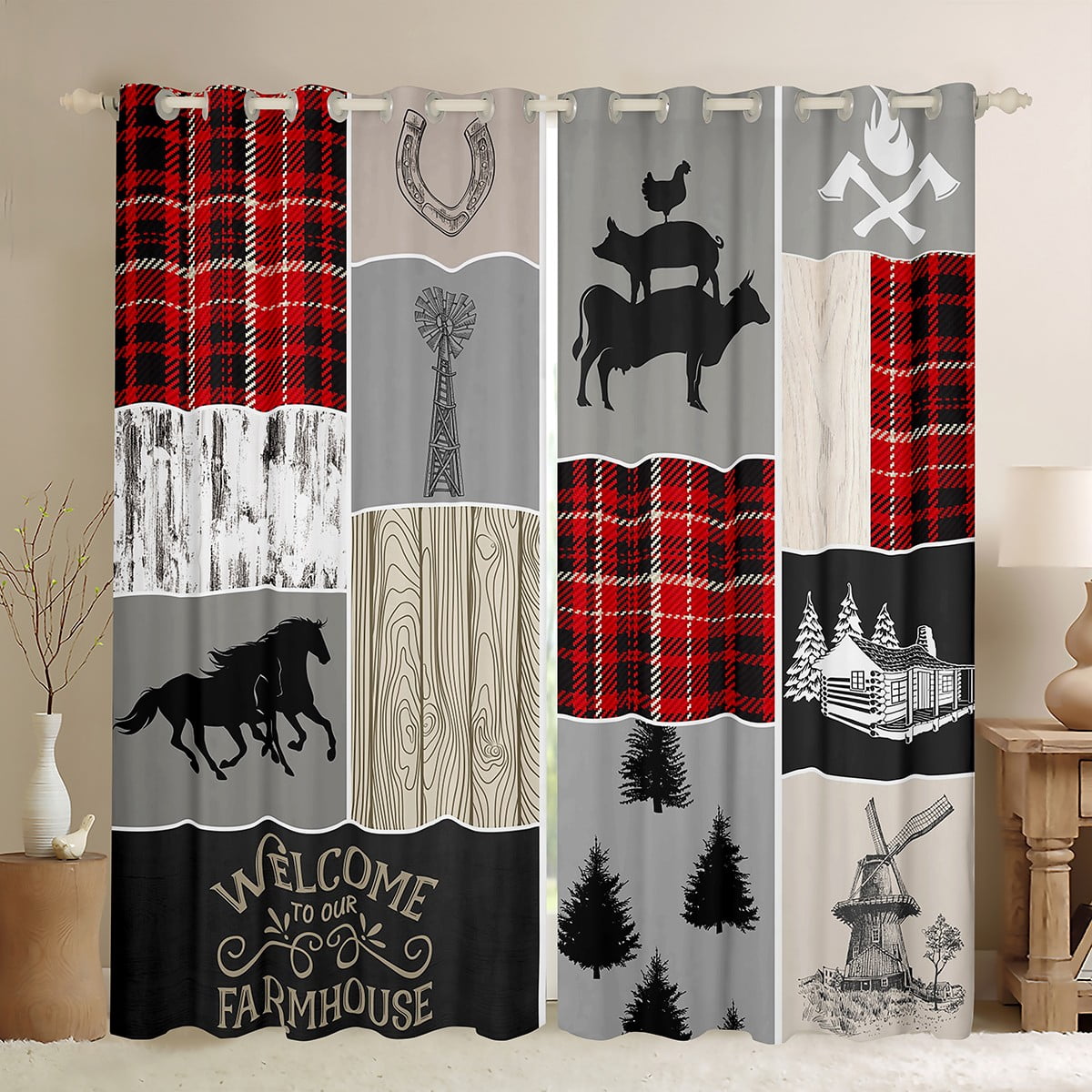 Erosebridal Cabin Rustic Lodge Curtains, Horseshoe Horse Curtains ...
