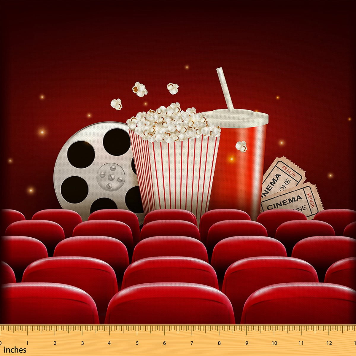 YST Camera Theme Fabric by The Yard,Popcorn Film Ticket Decorative ...