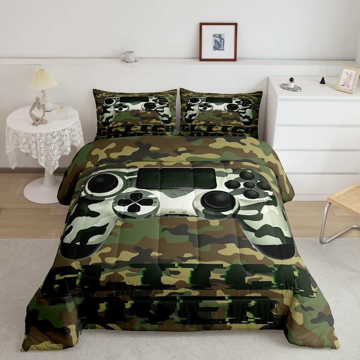 YST Camouflage Gaming Comforter Set for Boys,Kids Teens Gamer Gamepad ...