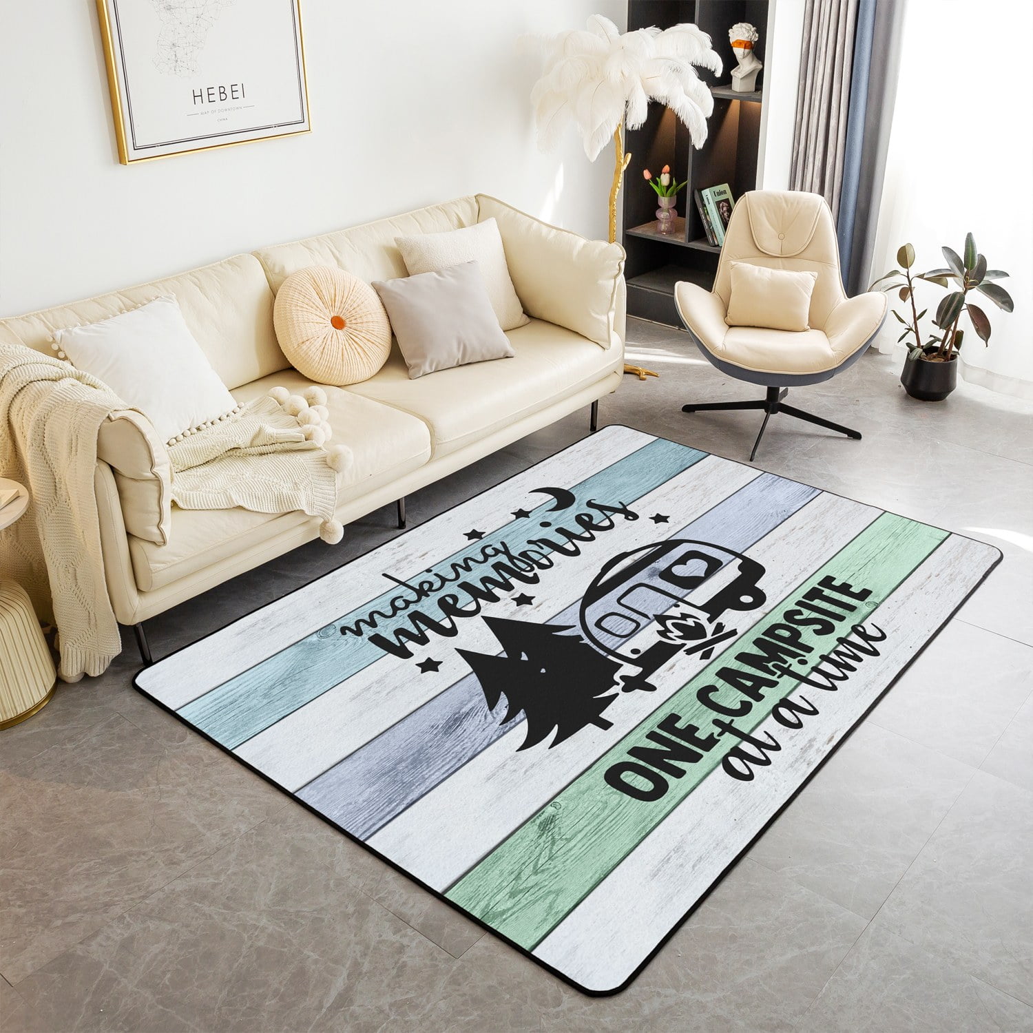 Erosebridal Camper Area Rug for Bedside,Camping Themed Rug for Travel ...