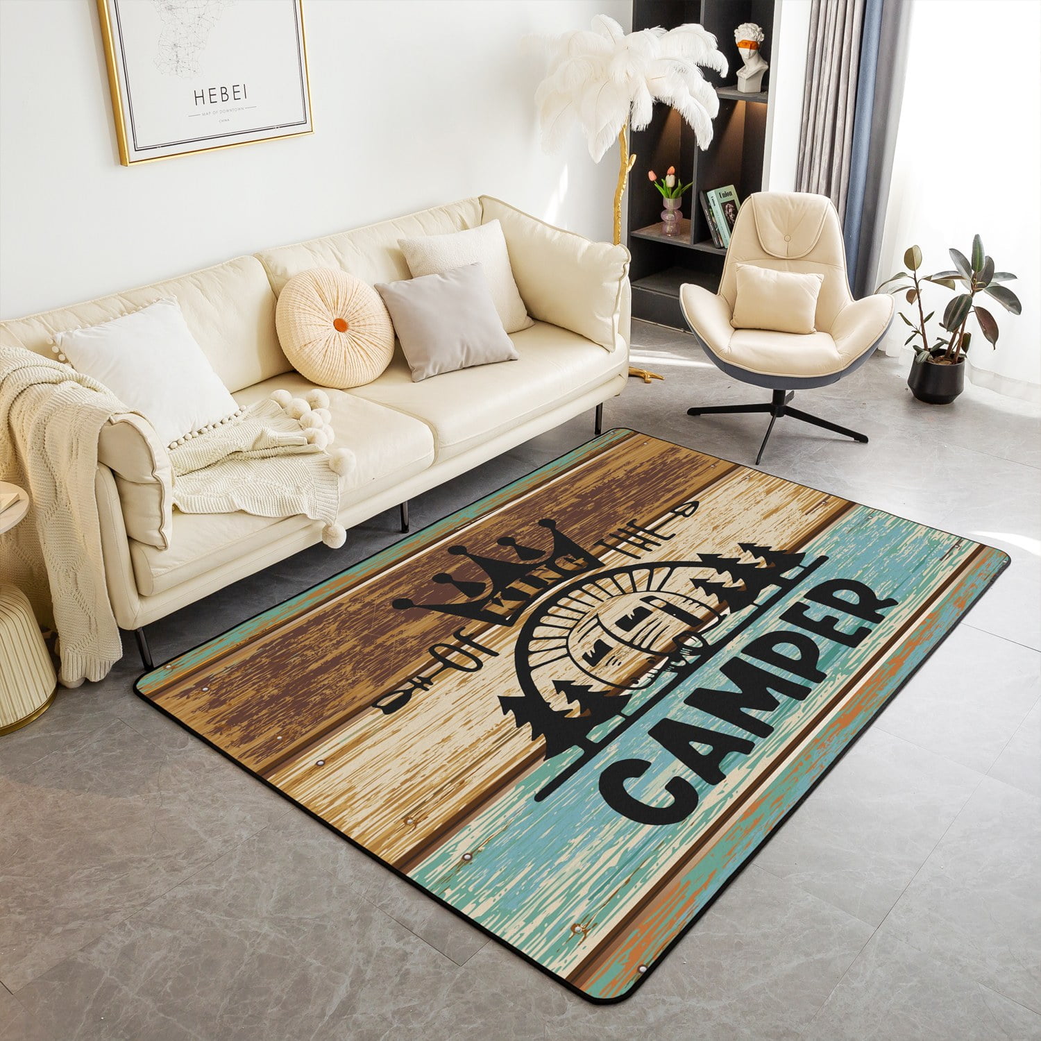 YST Camper Area Rug for Bedside,Camping Themed Rug for Travel Trailers ...