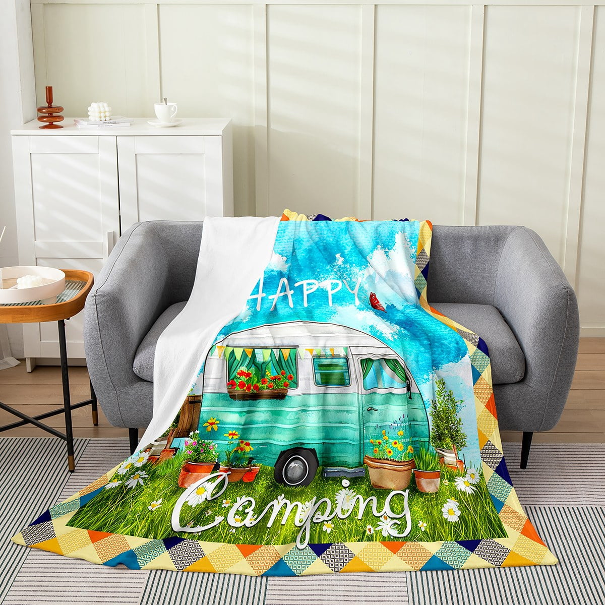 Erosebridal Camper Car Throw Blanket Baby 30x40,Happy Camping Fuzzy ...
