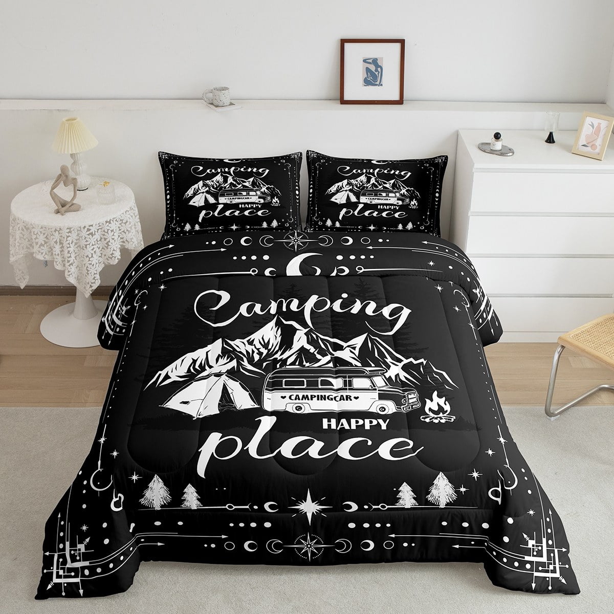 YST Camper Down Comforter King Happy Camping Bedding Set For Rv Campers ...