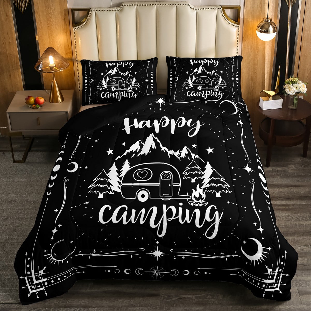 Erosebridal Camper Comforter Set Full Black and White Camping Bedding ...