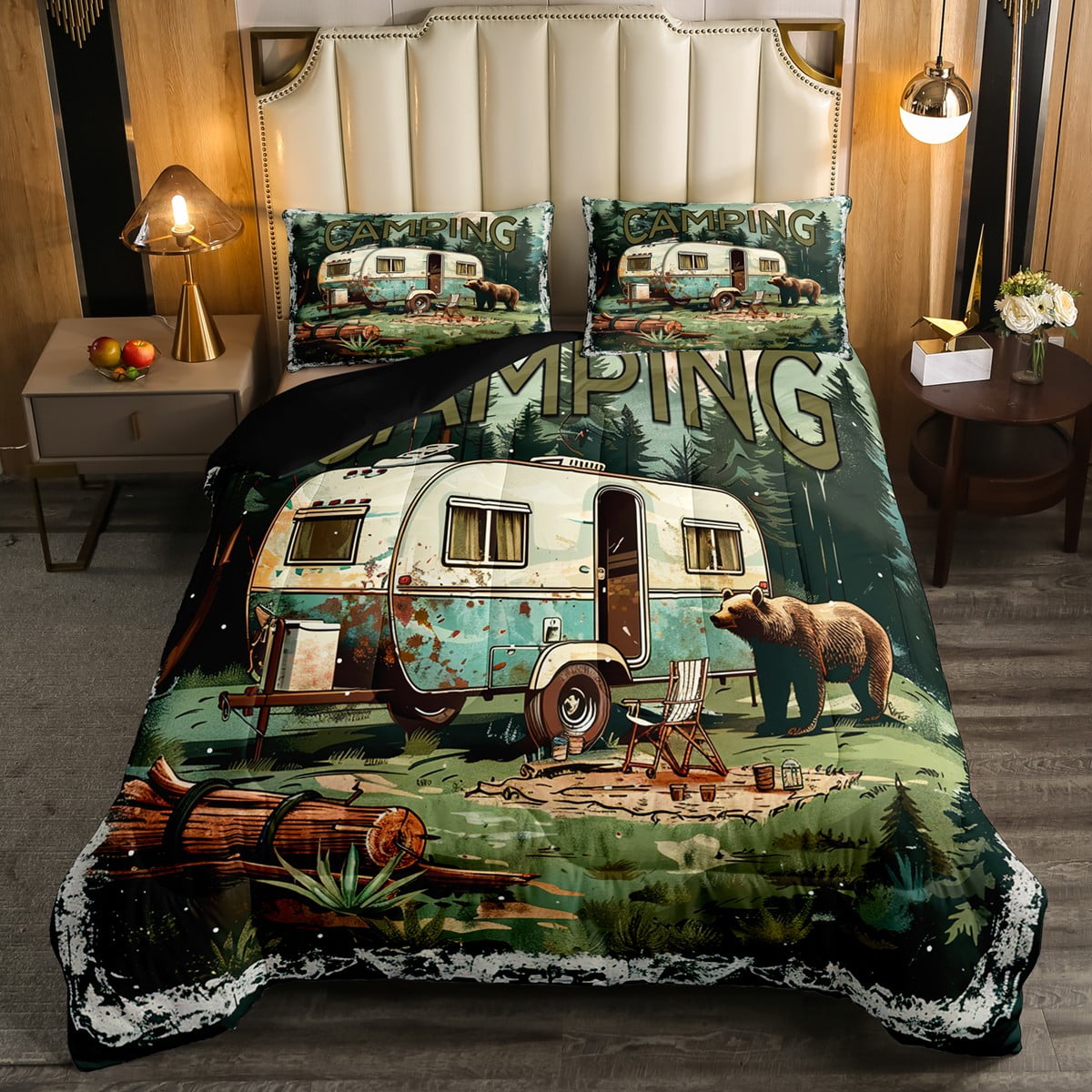 Erosebridal Camper Comforter Set Full Size Camping Themed Bedding Set ...