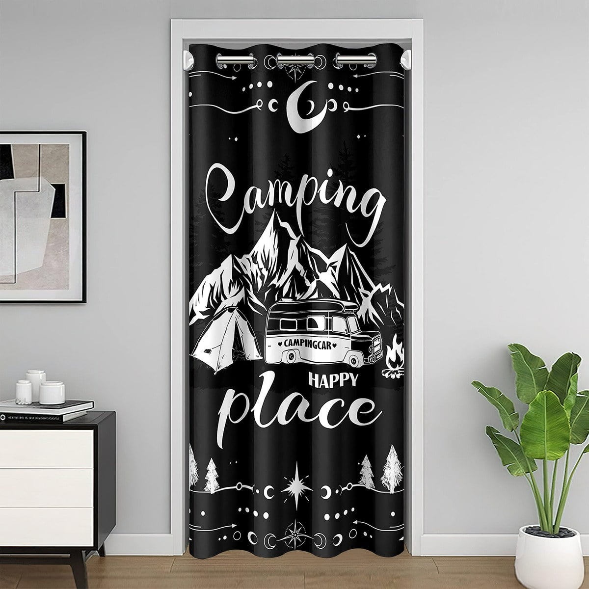 Camper Door Curtain For Doorway Privacy,Happy Camping Blackout Curtain ...