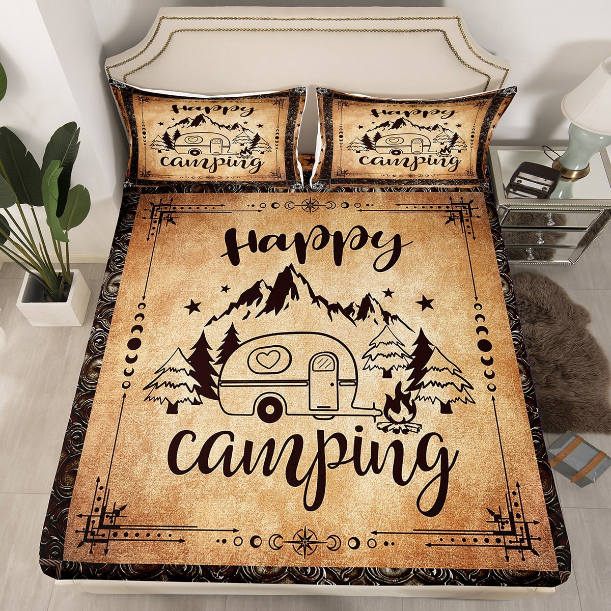 YST Camper Fitted Sheet Full Size For Boys Kids Teens Rustic Farmhouse ...