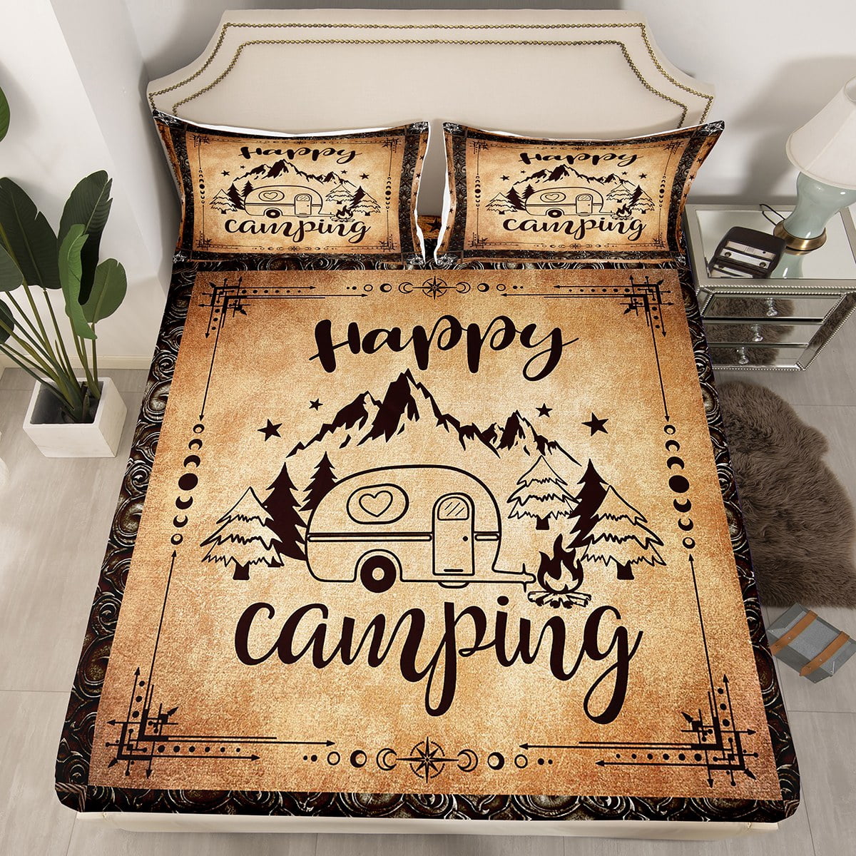 Erosebridal Camper Fitted Sheet Twin Size Teens Rustic Farmhouse ...
