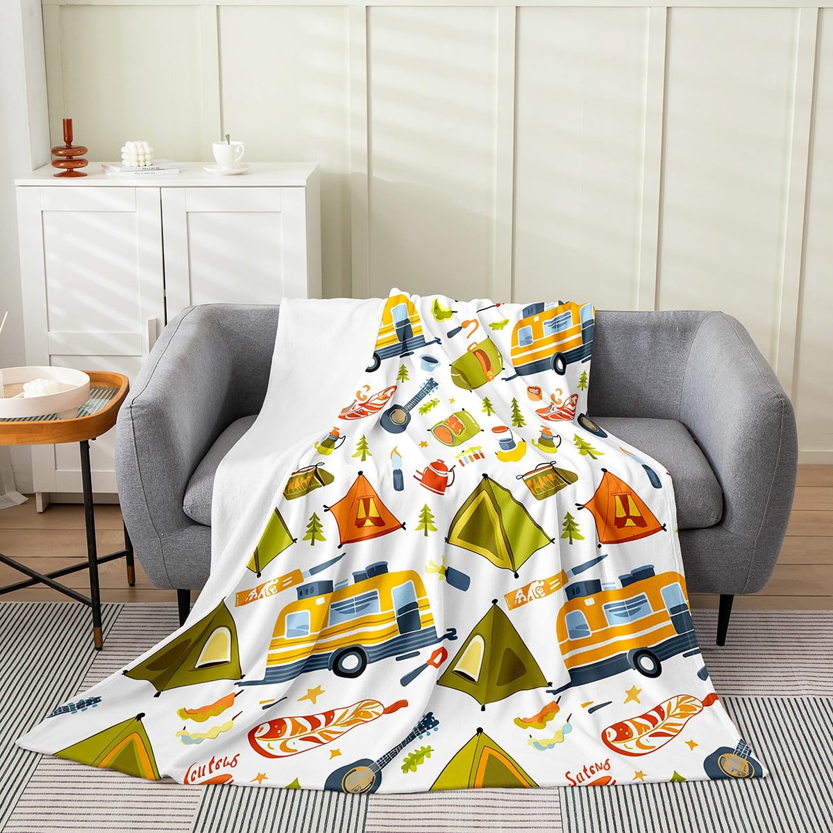 Camper Fleece Blanket 40x50,Green Tent Fire Blanket For Adult Teens ...