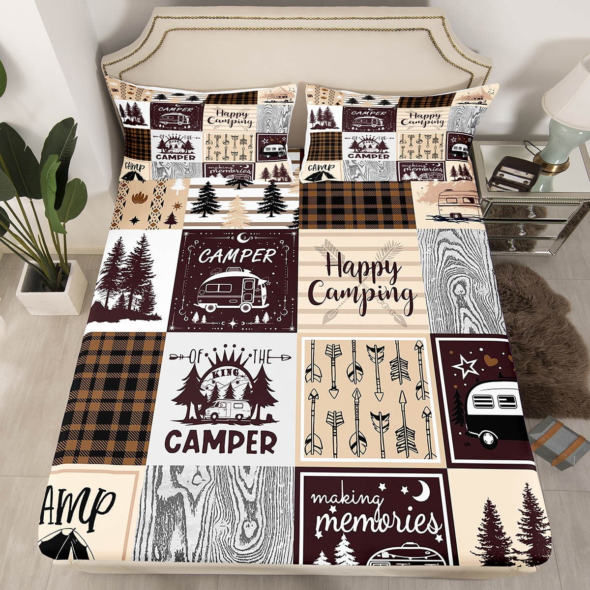 YST Camper Full Bed Sheets For Bunk Travel Trailers,Rustic Plaid ...