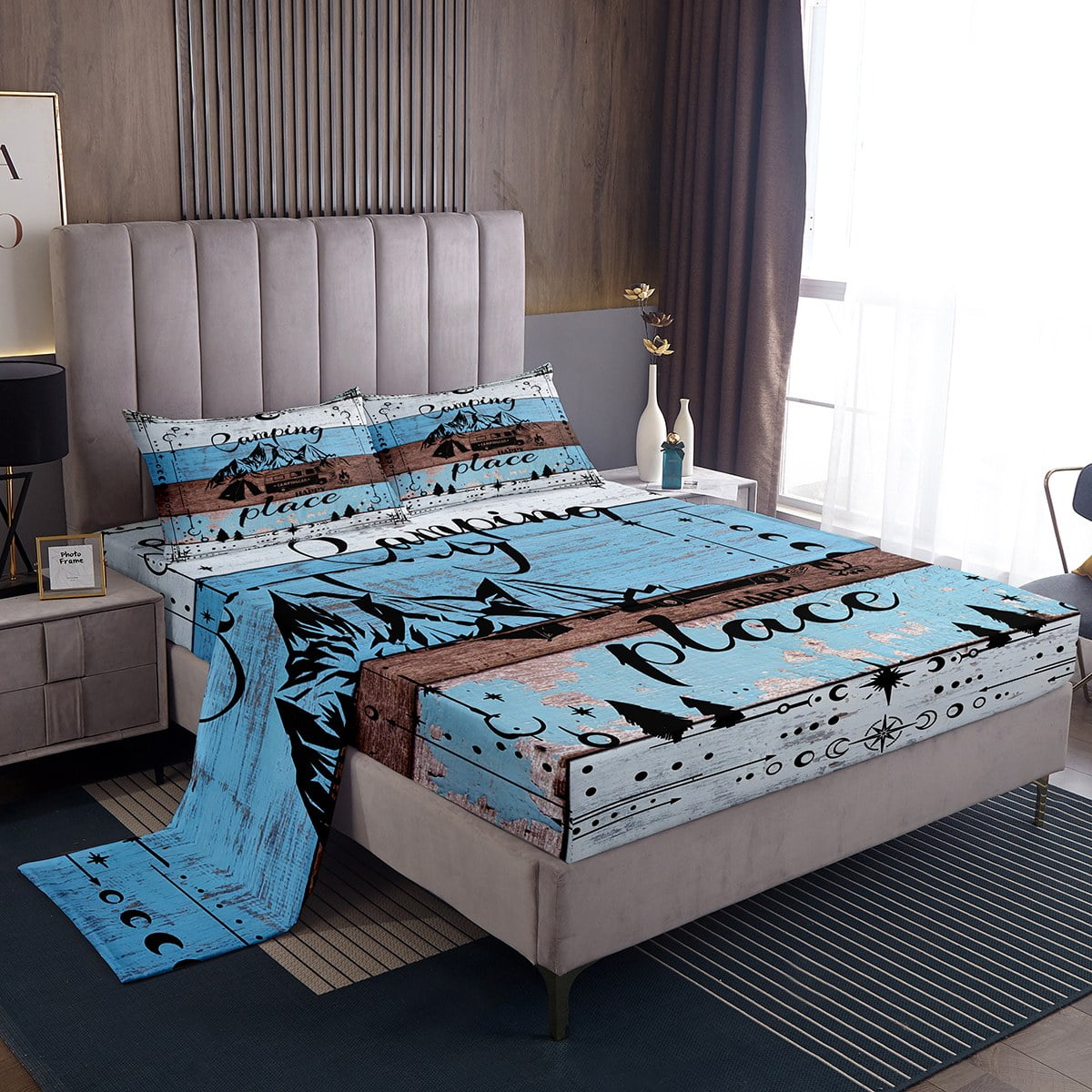 Erosebridal Camper Gifts Sheet Set Full, Happing Camping Sheets Men ...