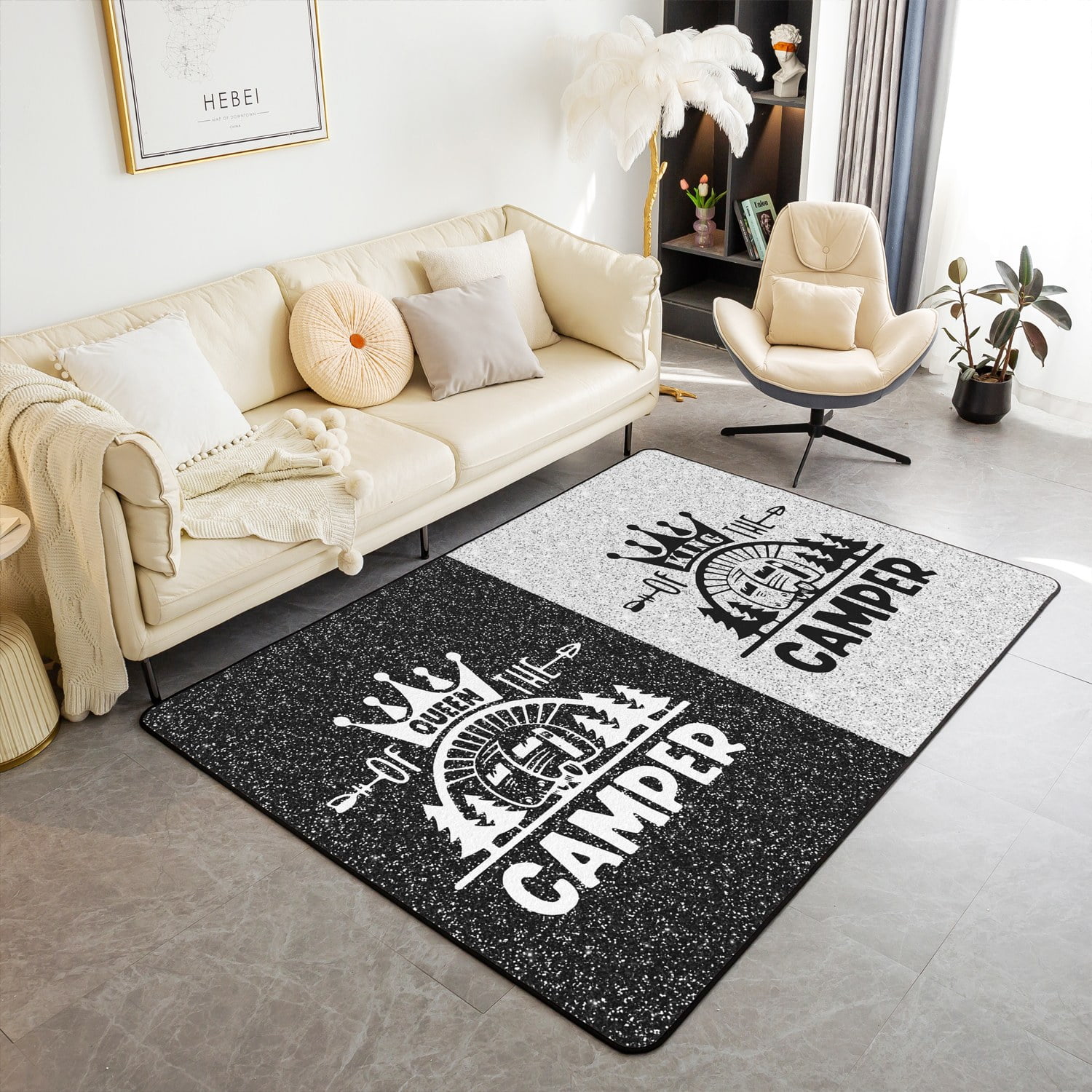 YST Camping Area Rug RV Camper Decor,King and Queen Camper Rug,Rustic ...
